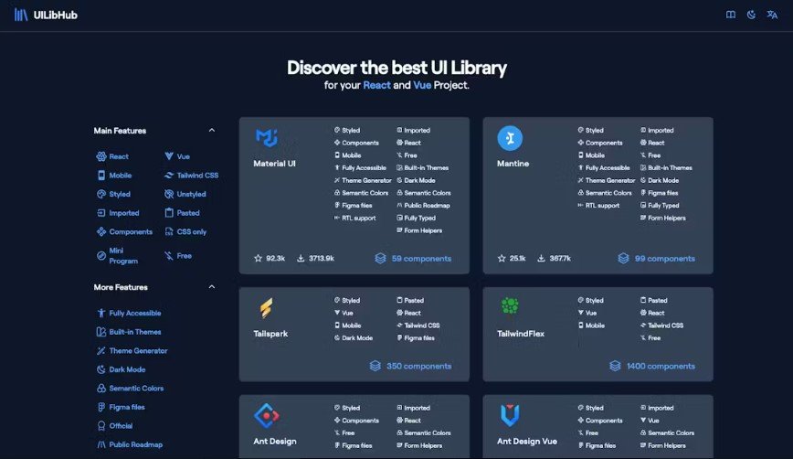 UILibHub - Discover Best UI Libraries for React、Vue | Steemhunt